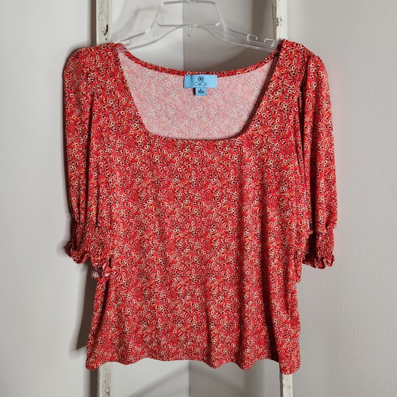CeCe | Tops | Cece Top Womens Medium Dainty Floral Puff Shoulder ...